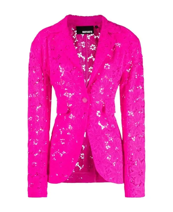 ROTATE BY BIRGER CHRISTENSEN Single-breasted Crochet Suit Jacket - Pink