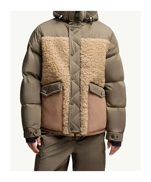 Moncler Shearling Down Jacket - Olive Green