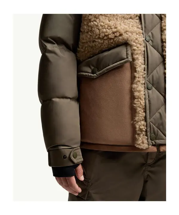 Moncler Shearling Down Jacket - Olive Green