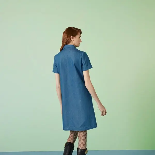 Gucci Denim Mini Dress With Webbing Trim