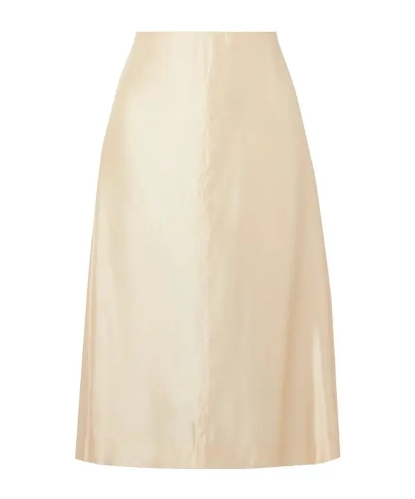 Khaite Nania Satin-twill Midi Skirt