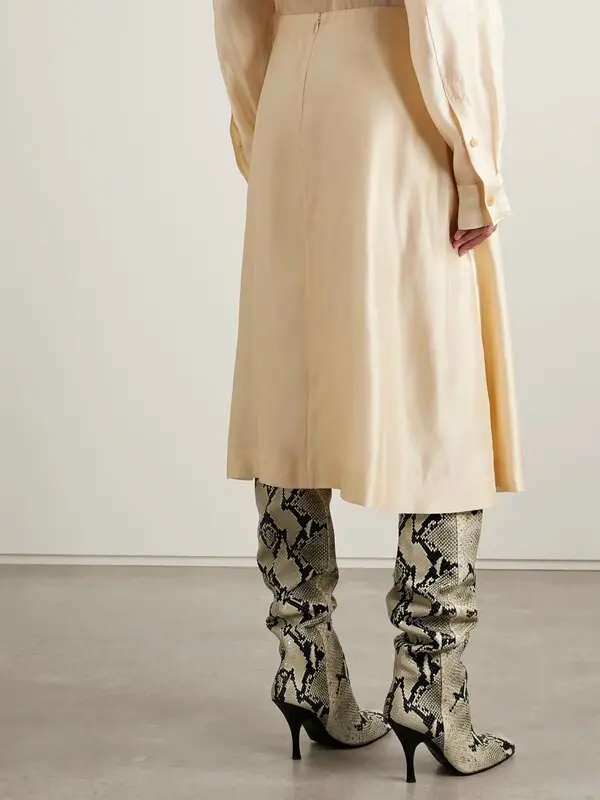 Khaite Nania Satin-twill Midi Skirt
