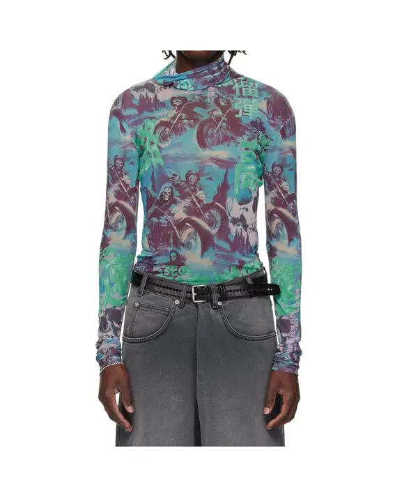 LU'U DAN Masked Mesh Turtleneck