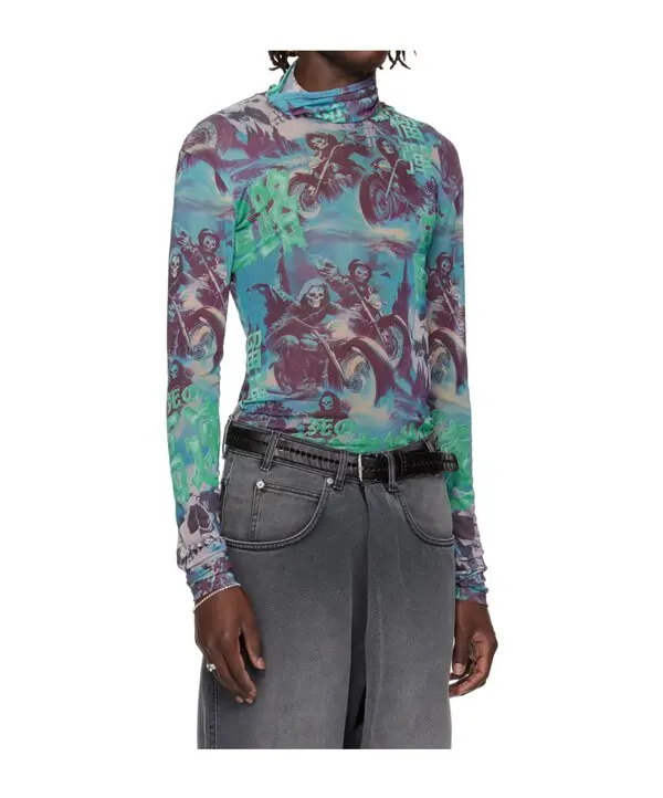 LU'U DAN Masked Mesh Turtleneck