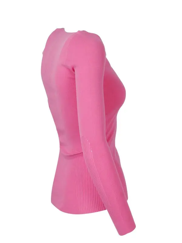Balenciaga Sweetheart Neckline Knit Top - Pink
