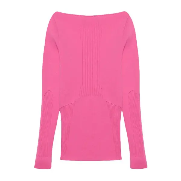 Balenciaga Sweetheart Neckline Knit Top - Pink