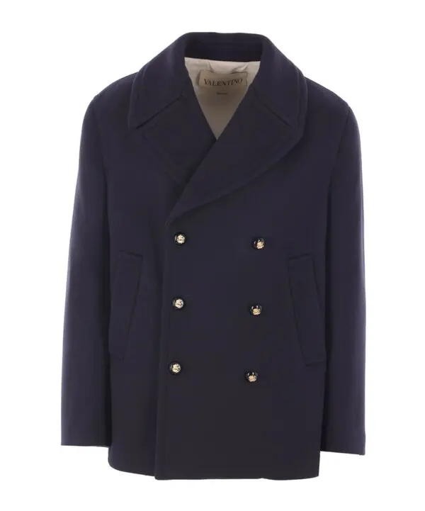 Valentino Garavani Double-breasted Long-sleeved Coat - Black