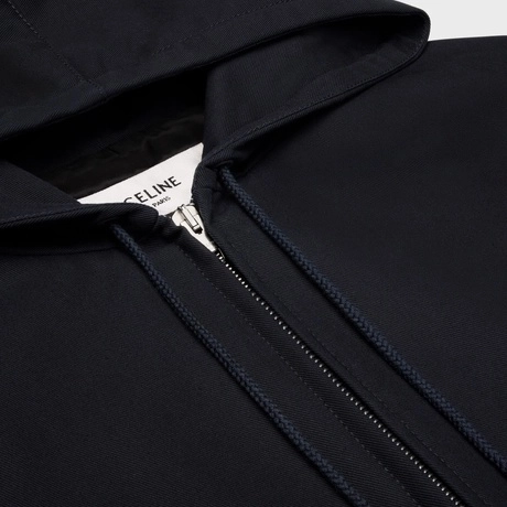 Celine Triomphe Blouson Jacket With Hood In Cotton Twill