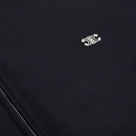 Celine Triomphe Blouson Jacket With Hood In Cotton Twill
