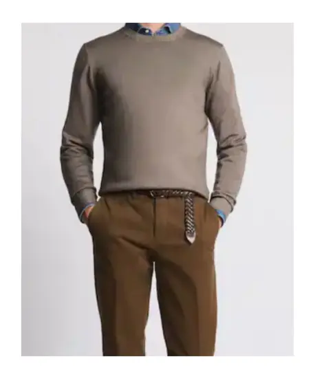FAY Crew Neck Wool Knitwear With Embroidered Logo - Brown