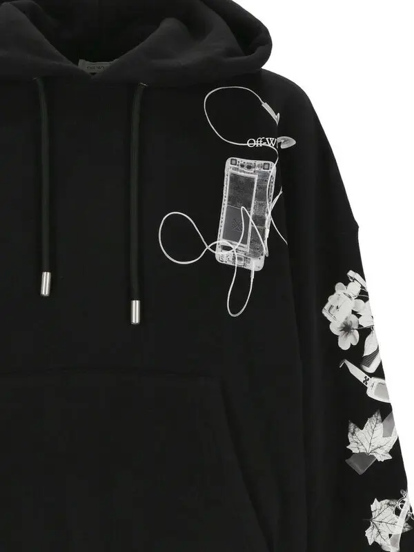 Off-White Graphic Print Drawstring Hoodie