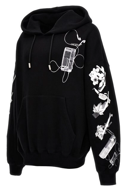 Off-White Graphic Print Drawstring Hoodie