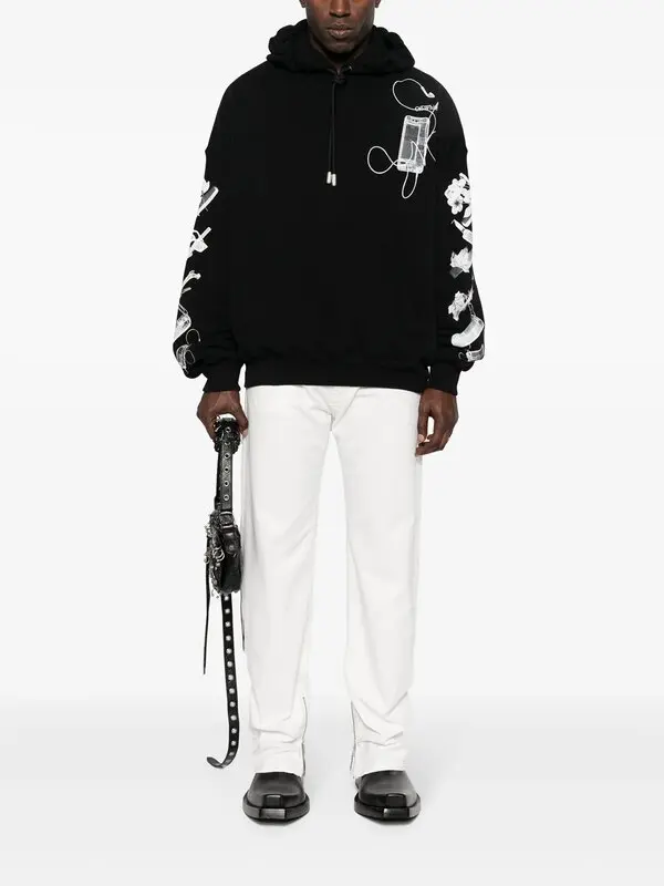 Off-White Graphic Print Drawstring Hoodie