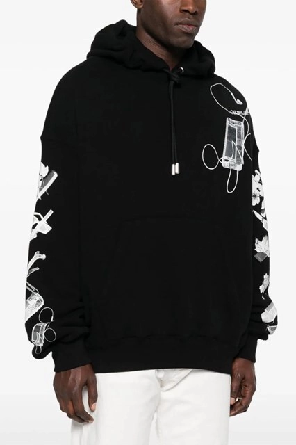 Off-White Graphic Print Drawstring Hoodie