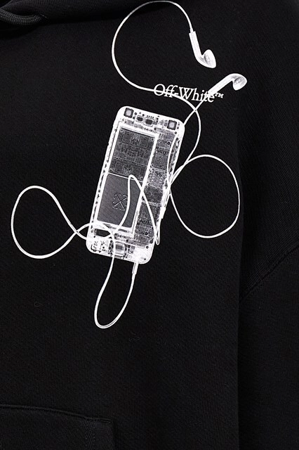 Off-White Graphic Print Drawstring Hoodie