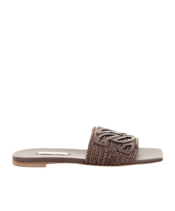 Casadei Square Toe Woven Slides