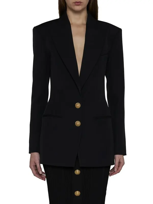 Balmain Single-breasted Tailored Blazer With Lion Button Detail