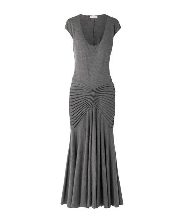Alaïa Pleated Long Skirt - Black