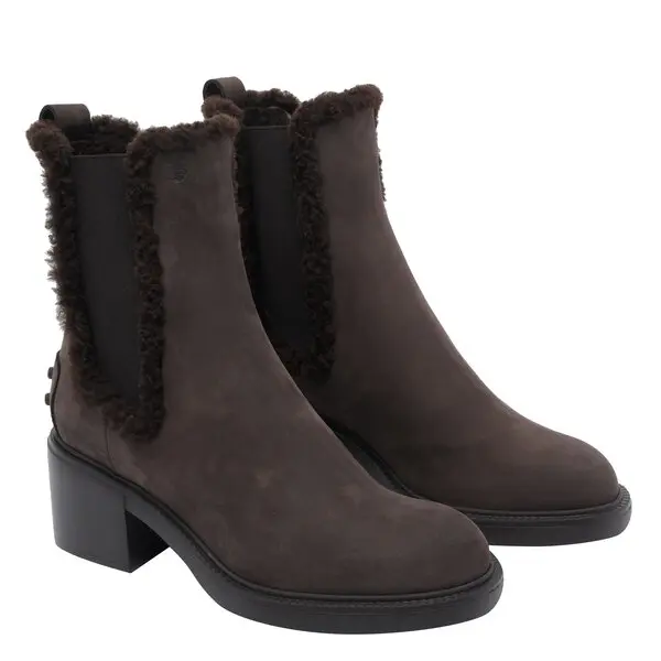 TOD'S Teddy Detailed High Heel Ankle Boots - Black