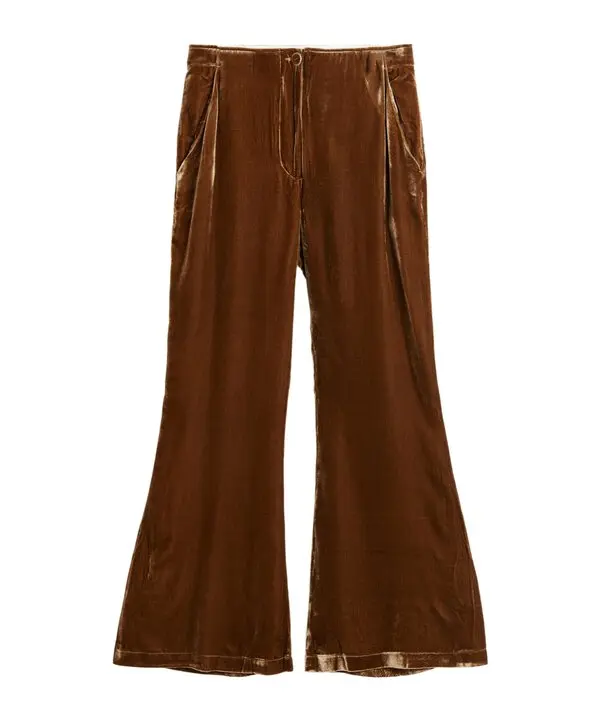 BY MALENE BIRGER Flared Velvet Trousers - Brown