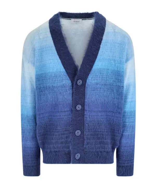 Off-White V-neck Button-up Cardigan With Logo Detail