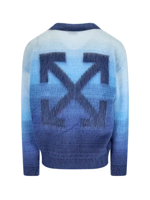 Off-White V-neck Button-up Cardigan With Logo Detail