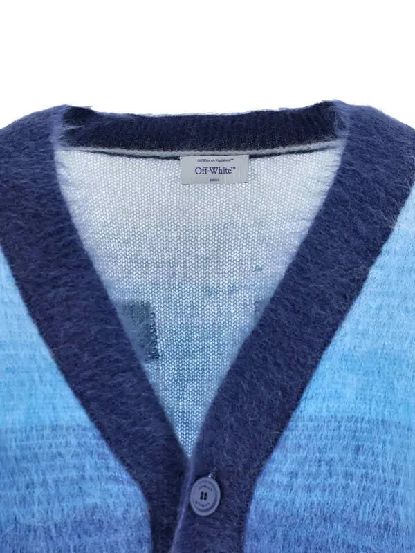 Off-White V-neck Button-up Cardigan With Logo Detail