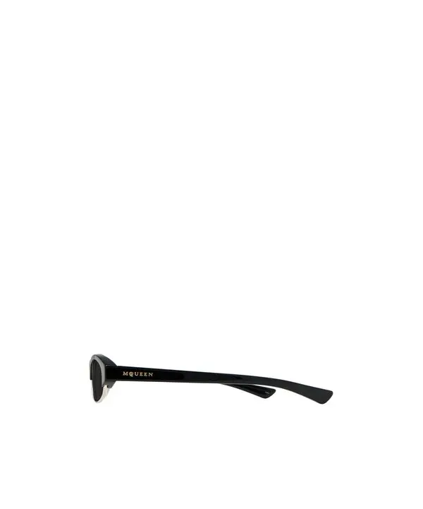 Alexander McQueen Oval-frame Sunglasses - Black/smoky
