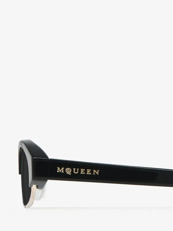 Alexander McQueen Oval-frame Sunglasses - Black/smoky