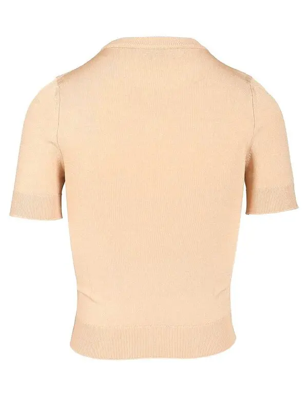 MARINE SERRE Embroidered Logo Short-sleeve Knit T-shirt - Nude