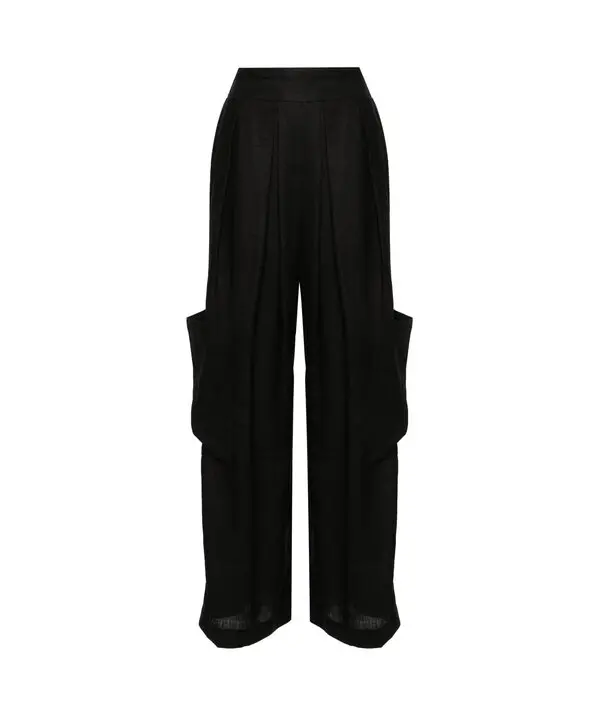 Ermanno Scervino Pleated Linen Trousers With Patch Pockets