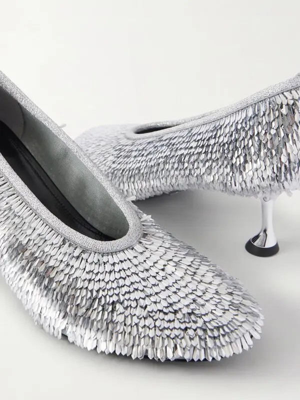Proenza Schouler Sequined Mesh High Heel Pumps - Silver