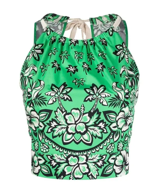 Red Valentino Floral-printed Halter Top