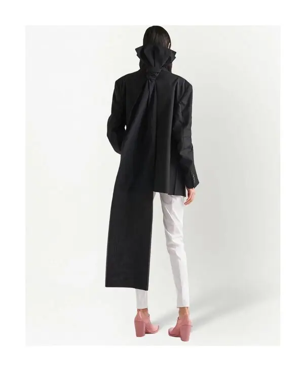 Prada Single-breasted Coat With Bow Detail