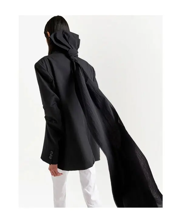 Prada Single-breasted Coat With Bow Detail