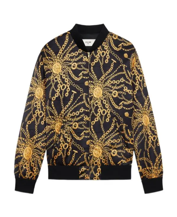 Celine Bomber Jacket With Foulard Print - Black