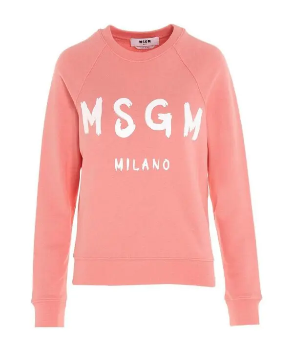 MSGM Logo Printed Crewneck Sweatshirt - Pink