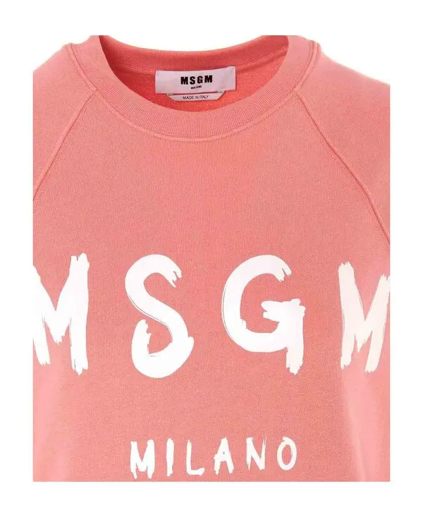 MSGM Logo Printed Crewneck Sweatshirt - Pink