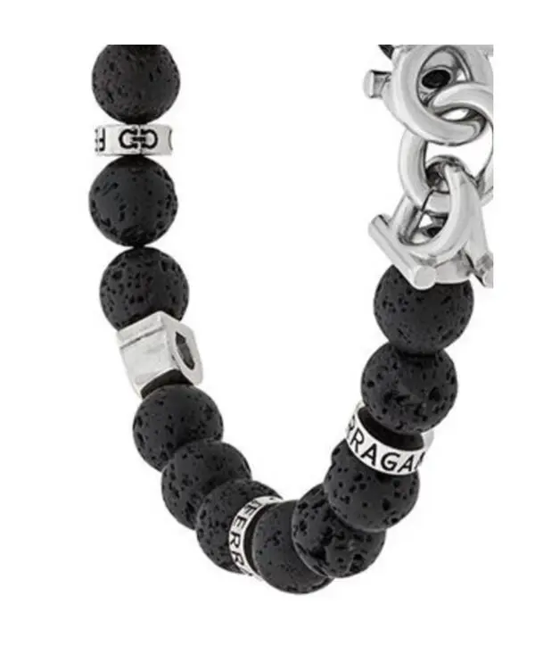 FERRAGAMO Beaded Bracelet With Silver Hardware - Black