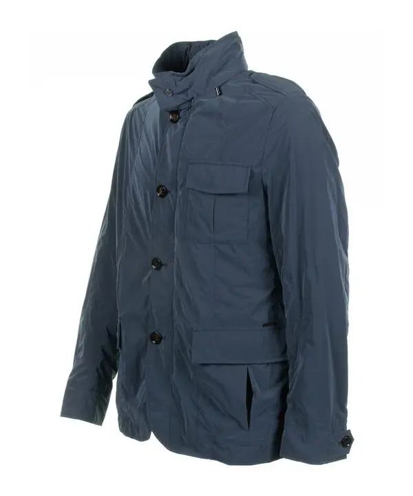 MOORER High-neck Buttoned Jacket - Blue