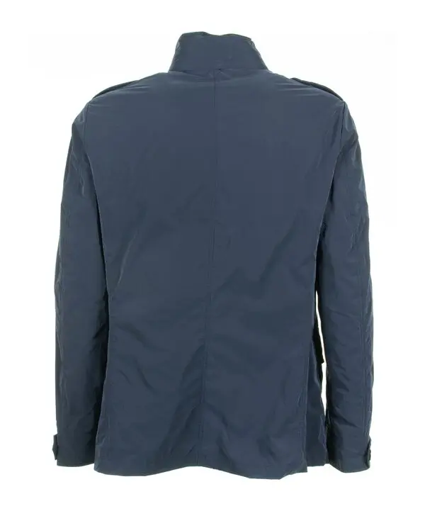 MOORER High-neck Buttoned Jacket - Blue
