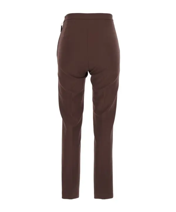 Elisabetta Franchi High-waisted Tailored Trousers With Logo Buttons - Coffee