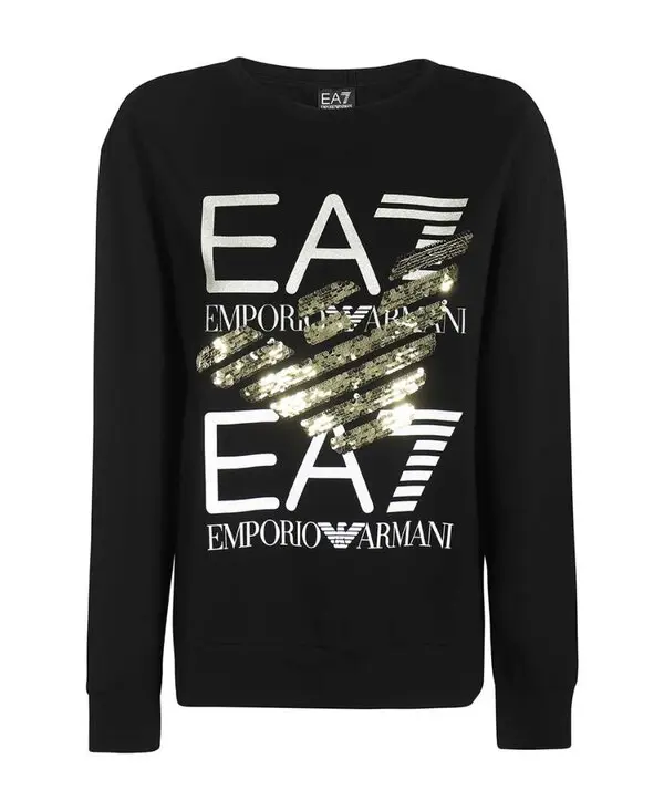 EA7 Logo Sequin Sweatshirt - Black