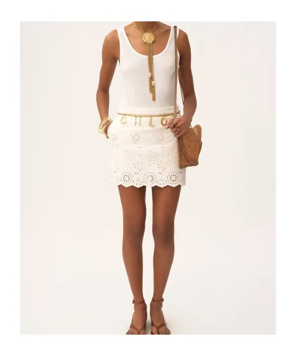Chloé Embroidered Scalloped Mini Skirt