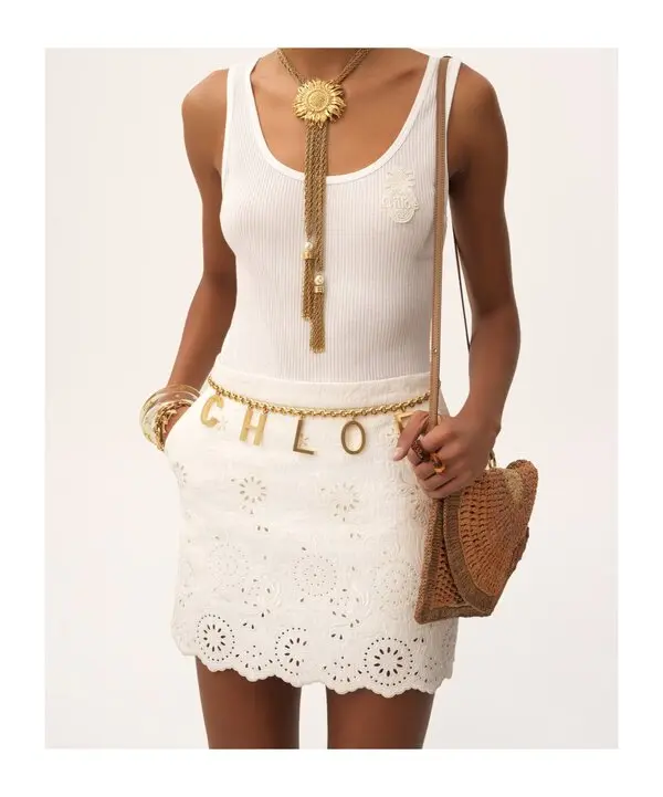 Chloé Embroidered Scalloped Mini Skirt