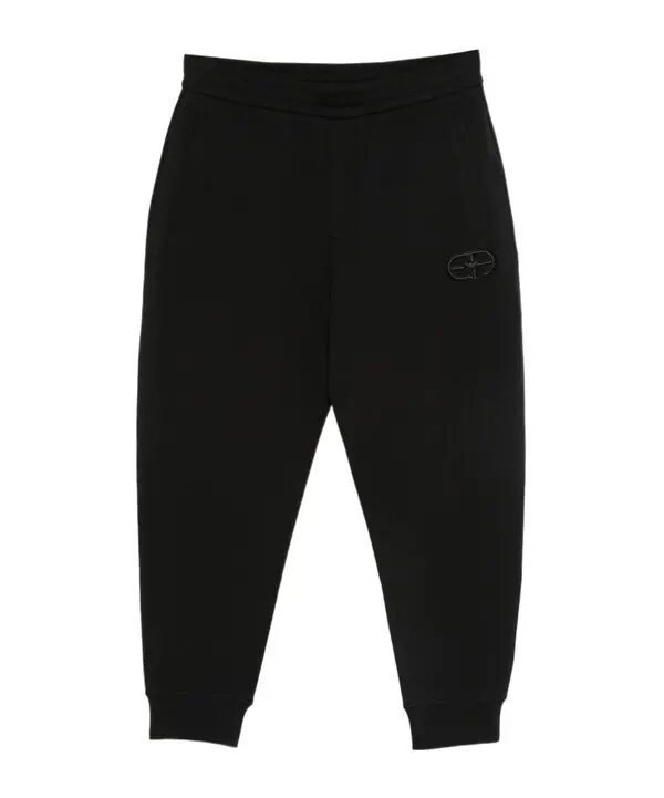 Emporio Armani Logo-embroidered Cuffed Track Pants - Black