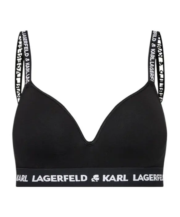 Karl Lagerfeld Logo Padded Bra - Black