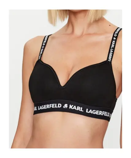 Karl Lagerfeld Logo Padded Bra - Black