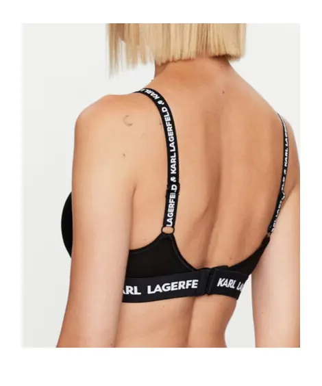 Karl Lagerfeld Logo Padded Bra - Black