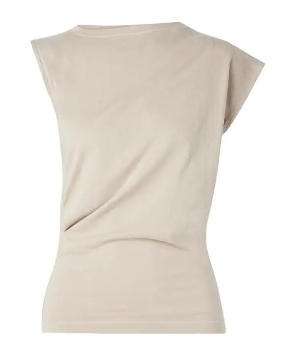 AGOLDE Beth Draped Organic Cotton-jersey T-shirt - Nude